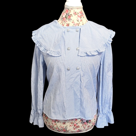 Zara | Tops | Zara Gingham Ruffle Blouse | Poshmark